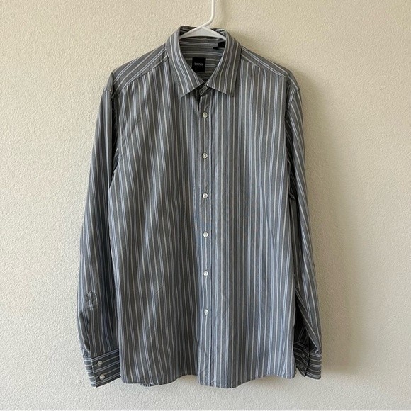 Hugo Boss | Shirts | Hugo Boss Long Sleeve Stripes Dress Shirt Sz Xl ...